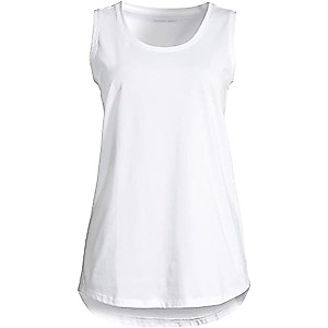 Lands' End Womens Supima Cotton Scoop Neck Tunic Tank White Regular Large