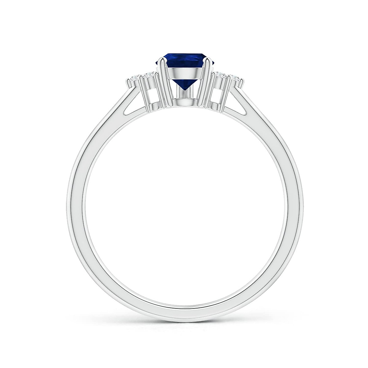 ANGARA 14K White Gold Natural Blue Sapphire Engagement Ring for Women with Trio Diamond Accents for Women (0.75 ct AA Blue Sapphire) - September Birthstone Jewelry Gift for Her | Wedding Anniversary