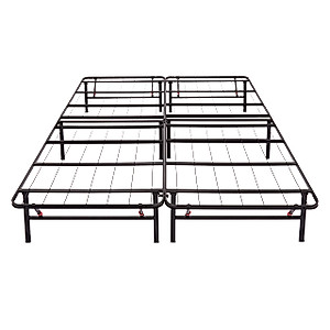 Amazon Basics Foldable Metal Platform Bed Frame with Tool Free Setup,14 Inches High, Queen,Black
