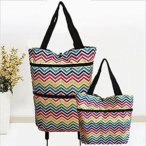 VALINK Shopping Cart with Wheels,2 in 1 Trolley Folding Hand-Pulling Shopping Bag,Portable Reusable Zipped Handbag Grocery Cart
