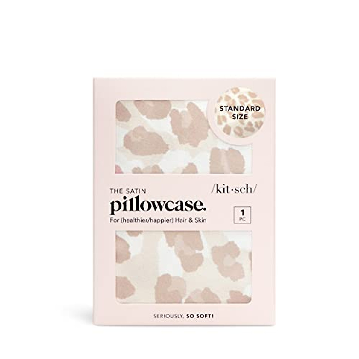 Kitsch Satin Pillowcase for Hair & Skin - Softer Than Silk Pillowcase for Hair and Skin | Cooling Satin Pillowcases with Zipper | Satin Pillow Case Cover | Standard Size Queen (Leopard, 1 Pack)