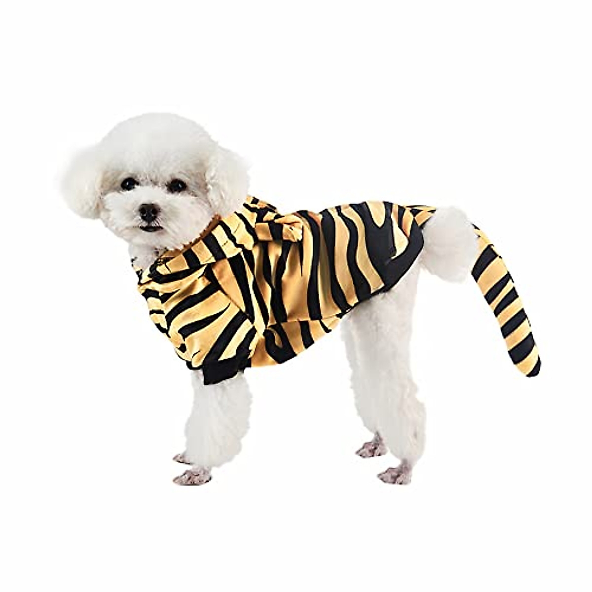 NIULA Dog Tiger Halloween Costume Pet Cosplay Tiger Clothes Cat Hoodie Coat Dogs Warm Apparel and Pet Winter Clothes(M)