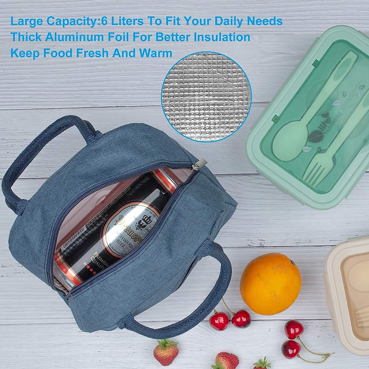 Bento Boxes for Adults, 1100 ML Bento Lunch Box For Kids Childrens With Utensils, Insulated Lunch Bag, Durable for On-the-Go Meal, BPA-Free and Food-Safe Materials(Green With Bag)