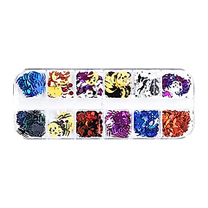 HMDABD Makeup Glitter for Eyes Nail Glitter Halloween Glitter And Halloween Nail Glitter And Witch Sequins And Pumpkin Glitter For DIY Resin Craft Nail Design Stencils（Black