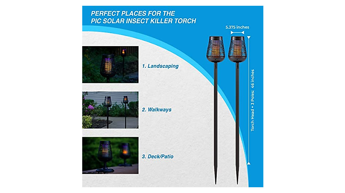 PIC Solar Insect Killer Torch - Efficient Bug Zapper