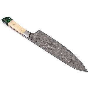 Handmade Damascus Chef Knife Best 8-inch Chefs Knife Ultra Sharp, Professional Damascus Steel Knives Choice for Kitchen & Restaurant, Twist Pattern Damascus Kitchen Knife With Bone Handle (20002)
