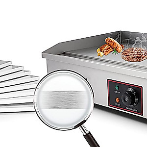 Electric Countertop Flat Top Griddle 3000W 22In Non-Stick Food grade Stainless Steel Commercial Kitchen with Adjustable Temperature Control 122-572℉