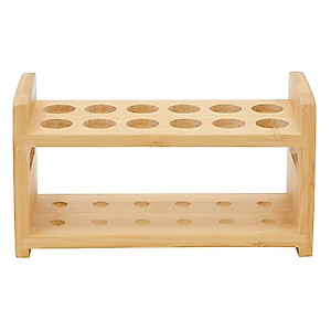 Okuna Outpost 12 Glass Test Tubes with Bamboo Wooden Rack for Party Shot Glass, Spice, Candy