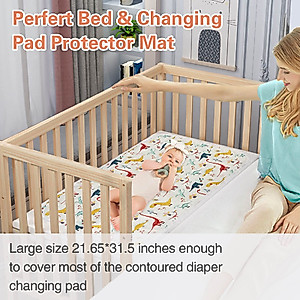 Baby Diaper Changing Pad, 21 5/8" x 31.5" Waterproof Changing Pad Liners 2Pack - Reusable Soft and Absorbent Portable Changing Mat(Dinosaur2PCS)