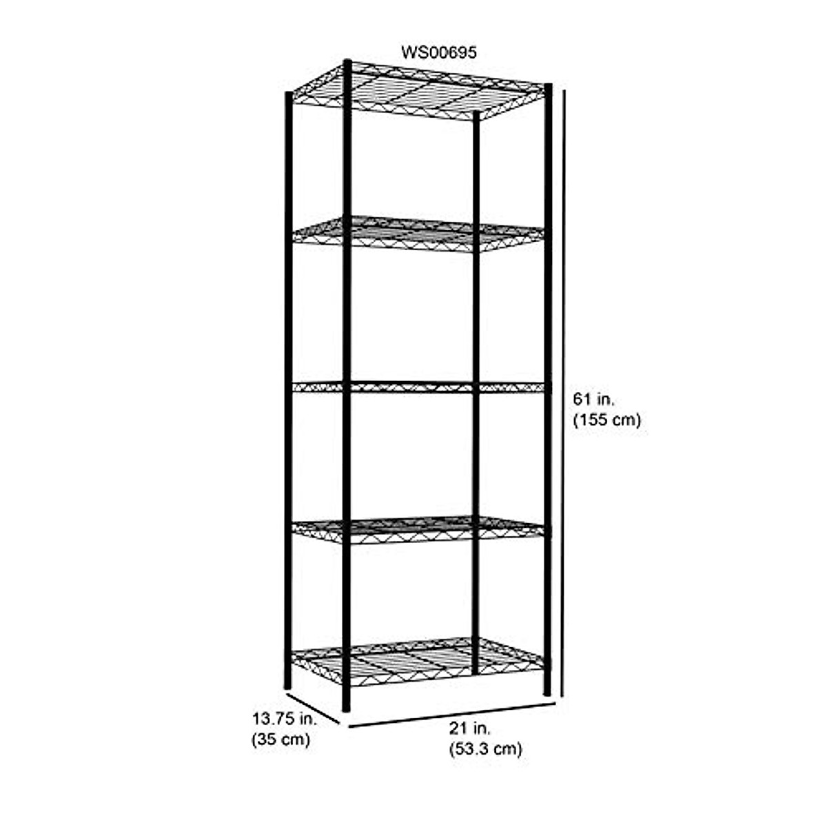 Home Basics Wire Shelving Storage Unit (5 Tier, Black)