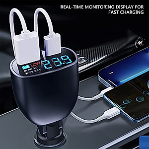 TRONGER USB C Car Charger with Voltage Display 20W PD Fast Car Charger with & USB5V2.4A Adapter, Car Voltmeter Meter Battery Monitor