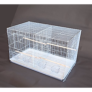 Set of 3 Breeding Bird Carrier Cage with Central Dividor White L30xW18xH18 On Stand