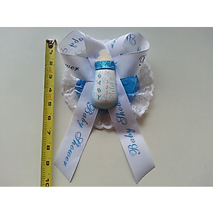 Welcome Baby Shower Mom To Be It's a Boy Sash Blue Bottle Ribbon and Corsage