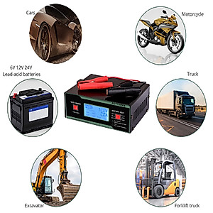 AUTTGINN AUTTGINN 8 Volt Battery Charger 0-10A Smart Adjustable Golf Cart Battery Charger and Maintainer with Cable Clamps and Handle,Smart Trickle Charger for Automotive,RV,Golf cart,6/8/12/16/24V