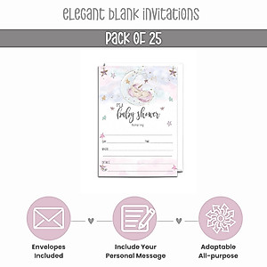 Paper Clever Party Unicorn Invitations with Envelopes - 25 Pack - 5x7 Blank Cards for Girls Baby Shower Handwrite Personalized Party Details - Rainbow Theme
