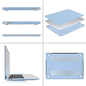 MOSISO Compatible with MacBook Pro 13 inch Case 2023, 2022, 2021-2016 M2 M1 A2338 A2251 A2289 A2159 A1989 A1708 A1706, Plastic Hard Shell Case & Keyboard Cover Skin & Wipe Cloth, Airy Blue