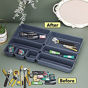 AUSTARK InterlockIng Desk Drawer Organizer, 3 Sizes Plastic Drawer Divider, Toolbox Storage Organizer Trays for Office Home School (8 Pack)