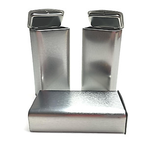 MagnaKoys Rectangular Silver Metal Hinged Lid Tin Containers (3 Pack)