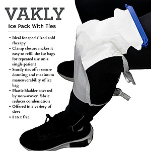 Large Refillable Ice Bags with Clamp Closure [Pack of 5] 6-1/2 x 14 – Reusable Easy Filling Hospital Icepack with Soft Outer Covering and Leak Resistant Inner Layer(5)