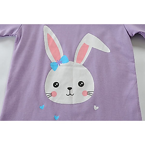 FEDPOP Girls Easter Bunny Pajamas for Kids Short Pjs Toddler Rabbit Sleepwear Cotton Summer Jammies Short Sleeve T Shirts and Bottoms 2 Piece Pj Clothes Set Size 7