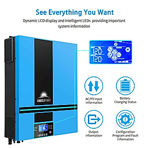 SUNGOLDPOWER UL1741 Certified 6500W DC 48V Solar Inverter Charger with WiFi AC Output 120V Built in MPPT Max 120A Solar Charger SP6548 Parallel Power Inverter