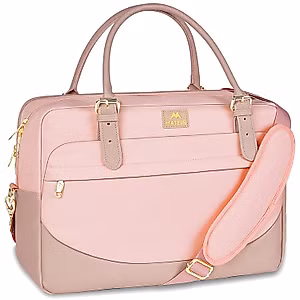 MATEIN 17 Inch Laptop Bag, Large Waterproof Laptop Carrying Case with Adjustable Handle, Cute Pink Briefcase Shoulder Messenger Bag Professional Work Computer Bag for Women Office College Travel, Pink