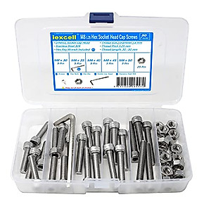 iExcell 50 Pcs M8 x 30/35/40/45/50 Stainless Steel 304 Hex Socket Head Cap Screws Bolts Nuts Assortment Kit