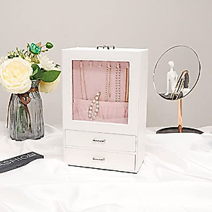 Kendal Jewelry Boxes for Girls Women, White Jewelry Box with Porcelain Pattern, Stand Layer Jewelry Organizer Box Display Necklace, Earring, Ring, Jewelry Storage Case as Ideal Gift