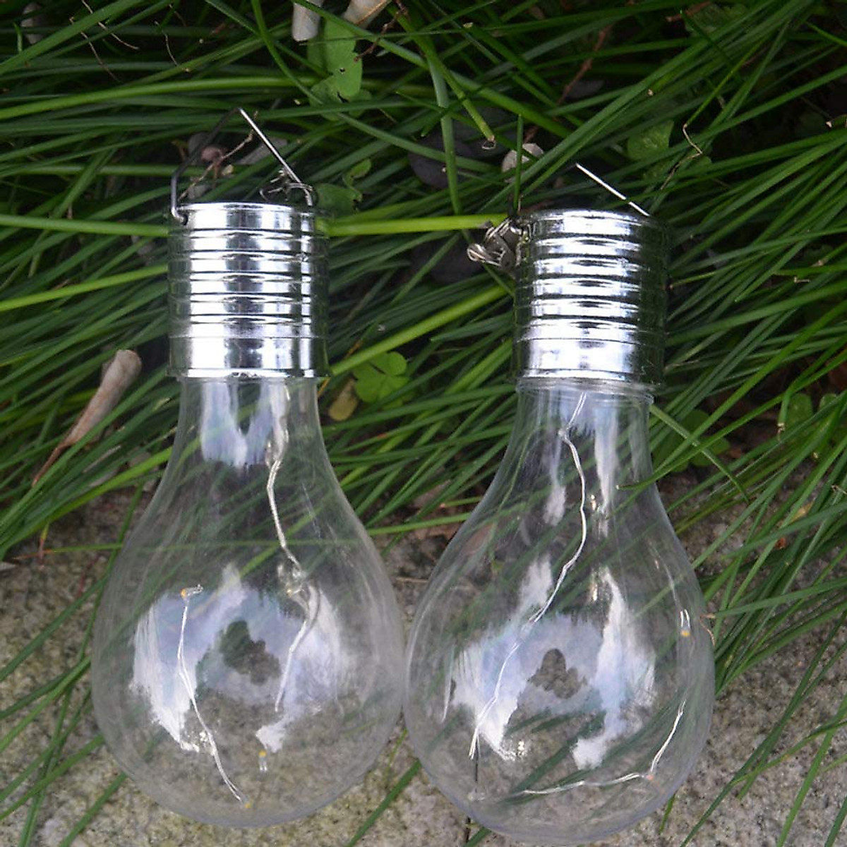 Abaodam 5pcs Solar Light Bulbs LED Outdoor Light Bulb Waterproof Hanging Lights Globe Garden Light for Garden Yard Camping (Warm White Light)