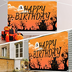 Halloween Birthday Party Decorations, Halloween Decorations Indoor/Outdoor for Kids, Halloween Party Decorations with Halloween Birthday Banner Backdrop Halloween Balloons Arch Kit