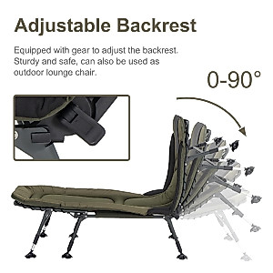 YOUGYM XXL Camping Cots for Adults 330Lbs with Carry Bag, Heavy Duty Folding Bed with Soft Padded Cushion, Portable Military Cot for Hunting, 180° Adjustable Reclining Outdoor Lounger