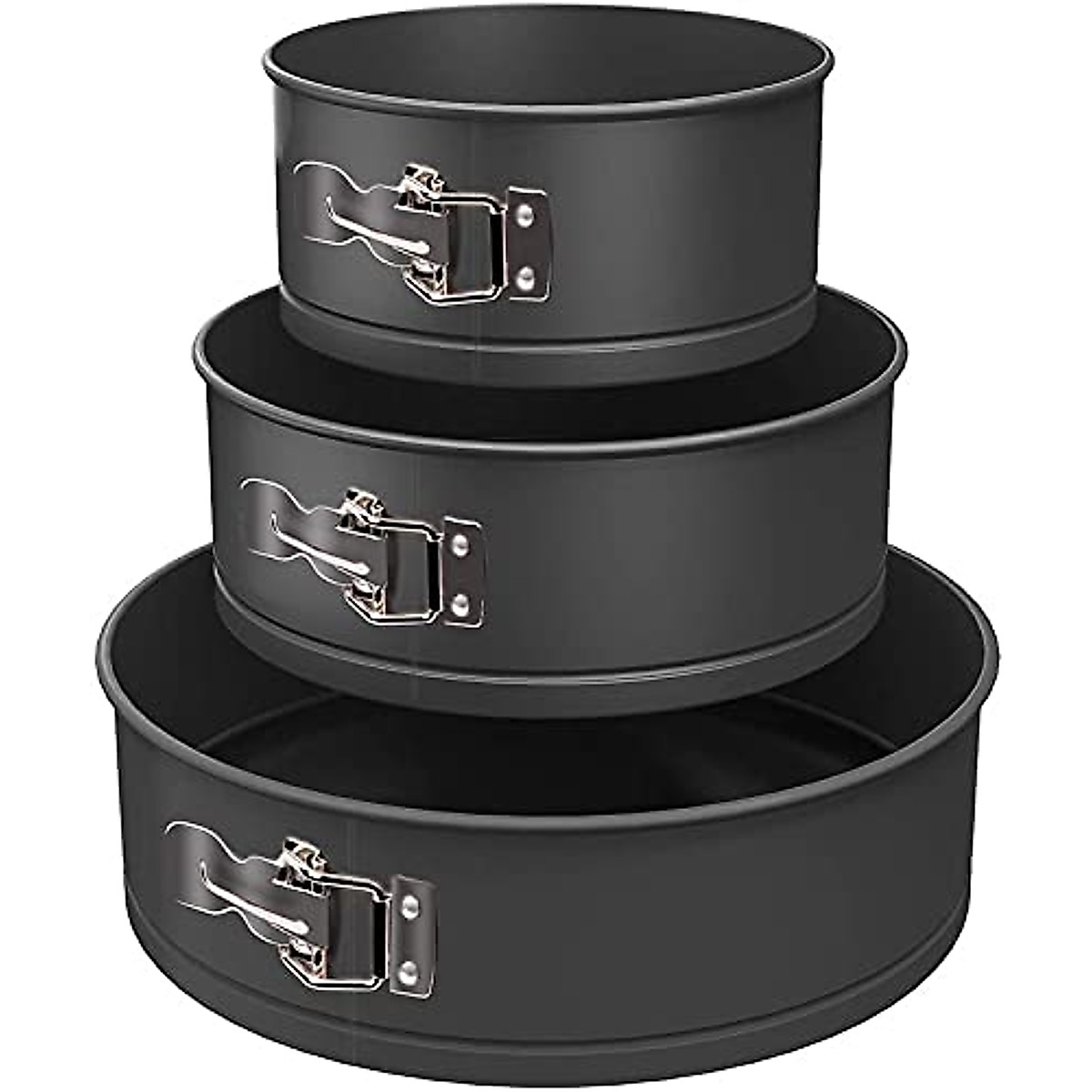 MeeQee Springform Pan Set of 3 Pieces 6.1/7.6/9.2 inches Nonstick Cake Pan Bakeware Set Cake Mold with Removable Bottom