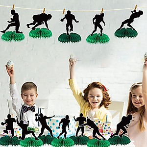 QOUBAI 12Pcs Football Honeycomb Centerpieces Football Player Party Decorations Sports Party Decor Table Toppers Birthday Party Decoration for Baby Shower Gameday Tailgate Party Favor Supplies