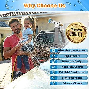 AUTOMAN Full Size Garden Hose Nozzle 2 Pack, High Pressure Pistol Grip Water Nozzle Sprayer with Threaded Front, Adjustable Spray Water Flow for Washing Car, Cleaning Ground, Watering Plants