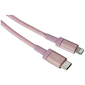Amazon Basics Nylon Braided USB-C to Lightning Cable, MFi Certified Charger for iPhone 14 13 12 11 X Xs Pro, Pro Max, Plus, iPad, Rose Gold, 3-Foot