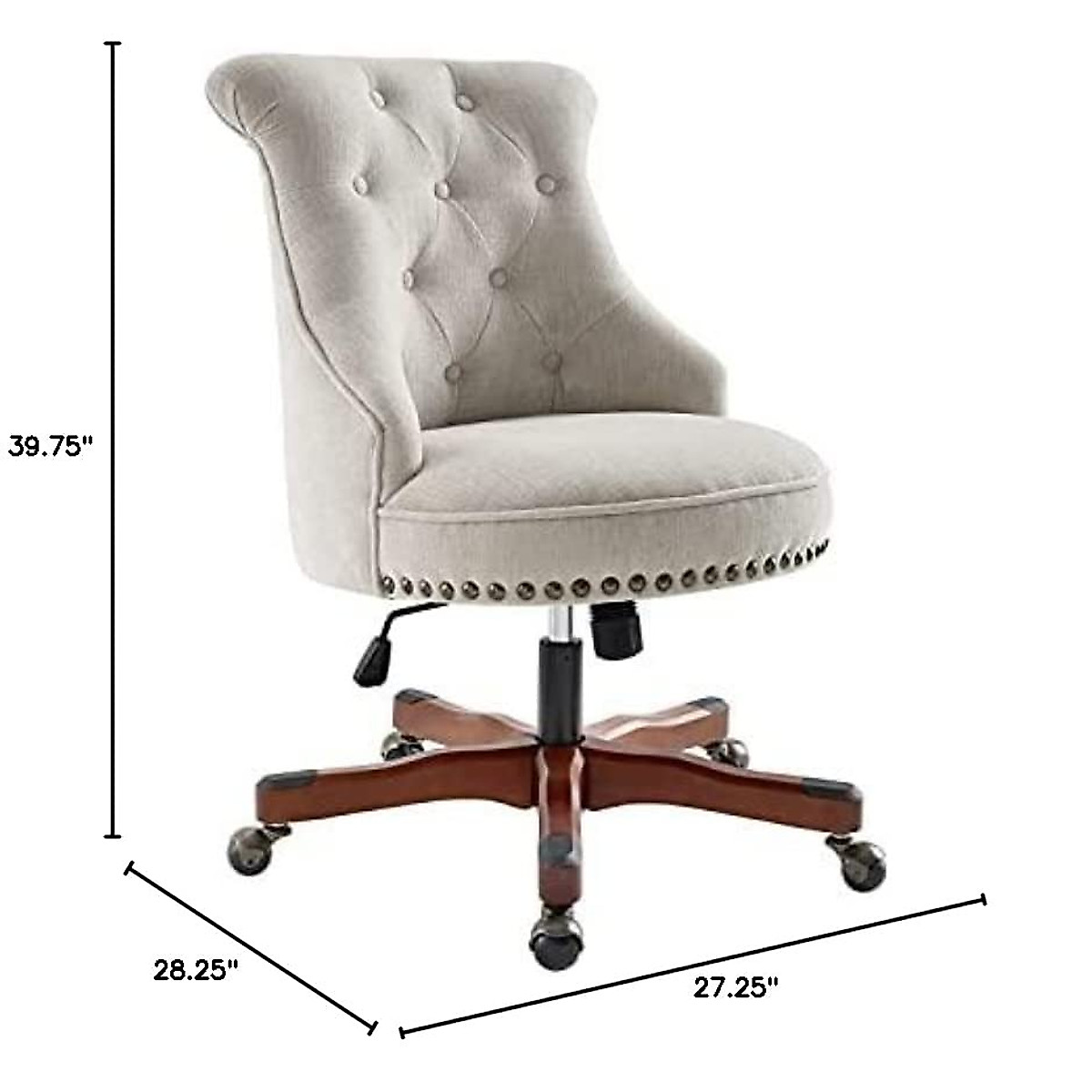 Linon The Talia Beige Adjustable Seat Height Office Chair