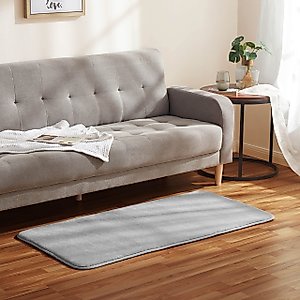 Sweet Home Collection Bathroom Rugs Memory Foam Bath or Shower Mat Slip Resistant Extra Absorbent Soft Fluffy Non Skid Rectangle, 24" X 48", Gray