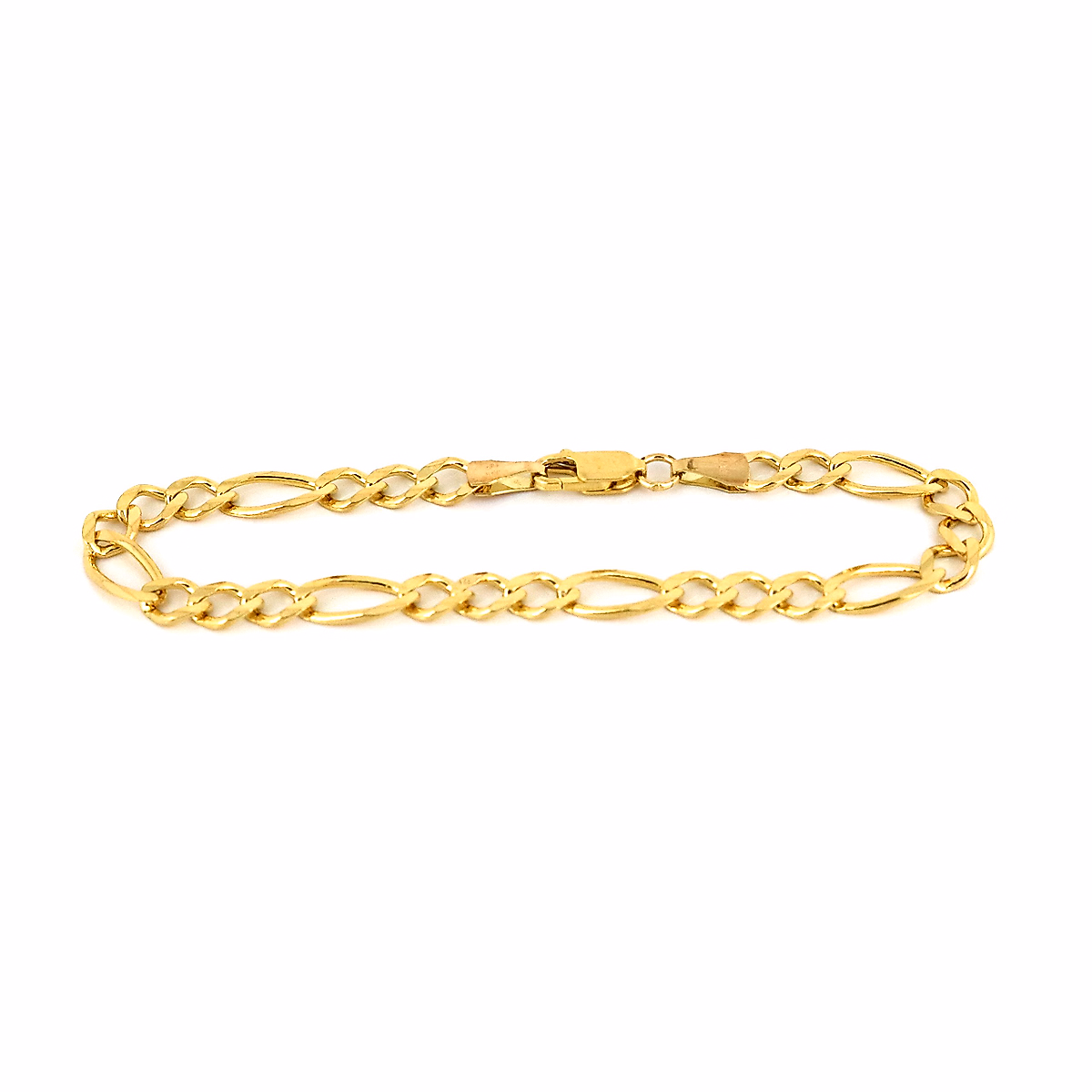 Bracelet Real 10K Yellow Gold Hollow Figaro 4.0mm, 7" to 10" (9)
