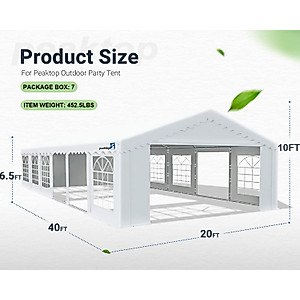 PEAKTOP OUTDOOR 20'X40' Party Tent Heavy Duty Wedding Tent Outdoor Gazebo Event Shelter Canopy with Carry Bags
