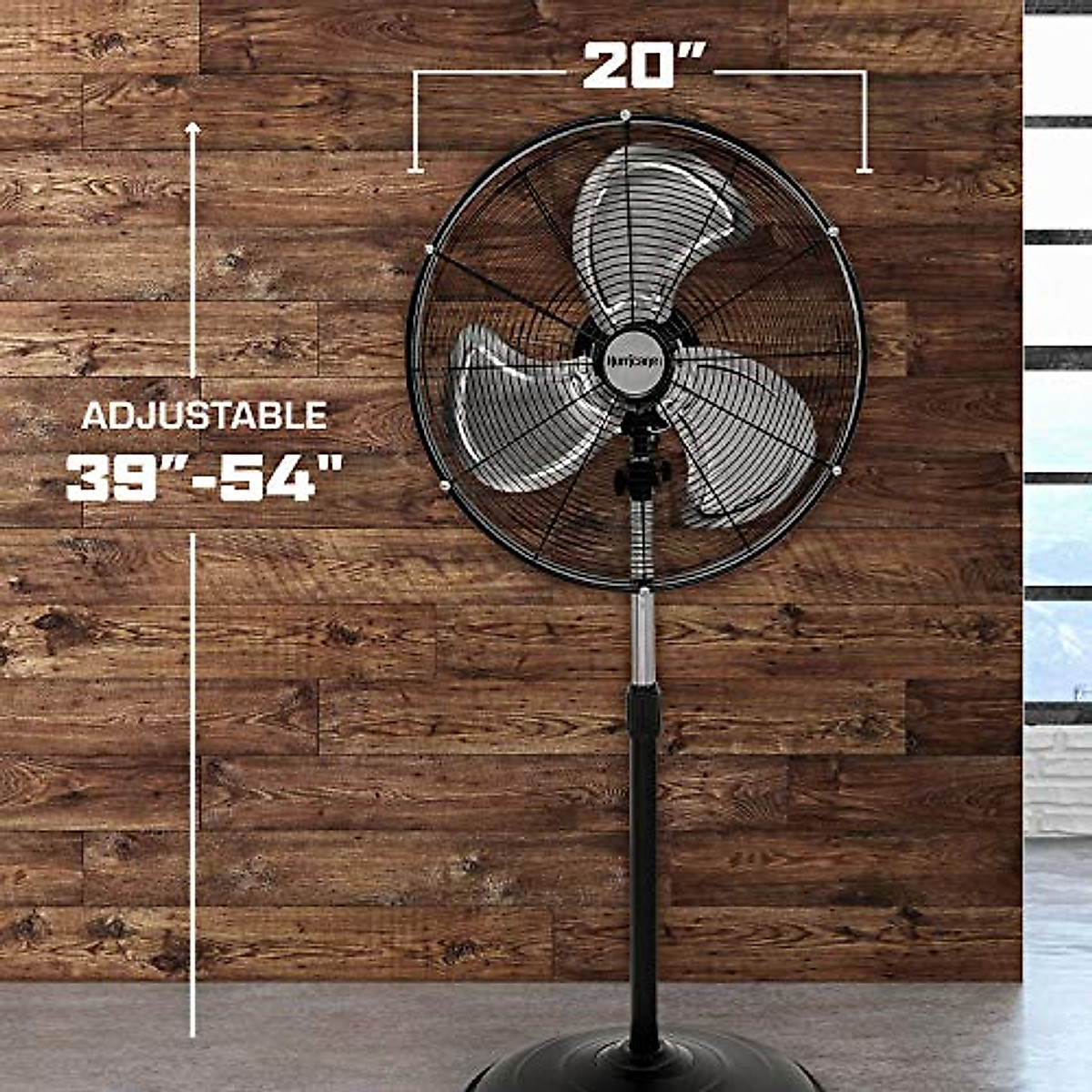 Hurricane Stand Fan - 20 Inch, Pro Series, High Velocity, Heavy Duty Metal For Industrial, Commercial, Residential, & Greenhouse Use - ETL Listed, Black