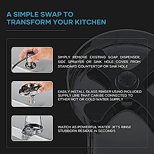 Faucet Metal Glass Rinser for Kitchen Sinks,360° Rotary Cup Washer,Kitchen Sink Accessories (Brush Nickel)