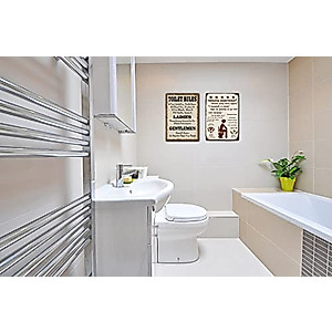Funny Toilet Rules Warning Sign Metal Tin sign Retro Funy Bathroom Decor for Bar Cafe Pub Home 8x12 Inch