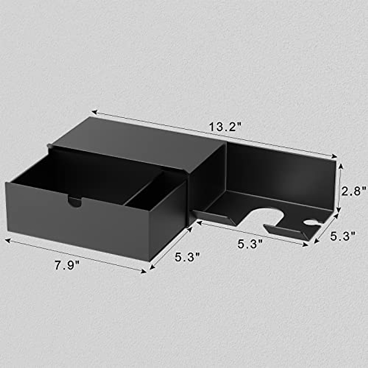 Tindbea Hair Dryer Holder Wall Mounted + Acrylic Drawer Storage, Hair Accessories Organizer, Blow Dryer Holder for Vanity, Hair Dryer Bracket for Dyson, Matte Black