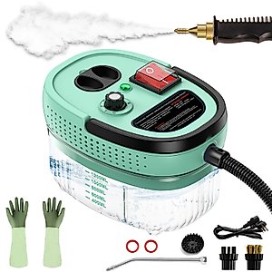 AUXCO Steam Cleaner, 1200ml High Pressure Steamer for Cleaning Handheld Steam Cleaner for Home,High-Temperature Steamer Cleaner for Car,Upholstery,Kitchen, Bathroom, Carpet，Grout and Tile(Mint)