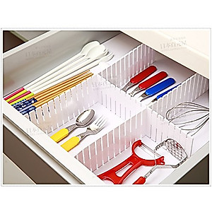 Duroetui Adjustable Plastic Drawer Closet Grid Divider Tidy Organizer Container Home Storage (45cm X 10cm ( 18" X 4" ), White)