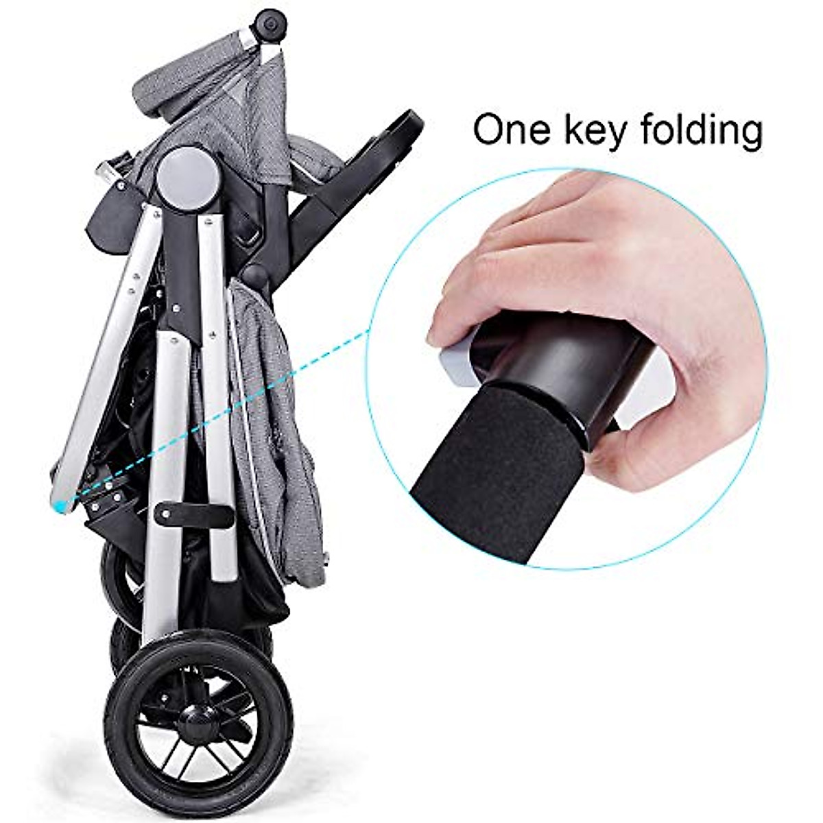 Costzon Baby Stroller, 2-in-1 Convertible Baby Carriage, Infant Pram Stroller with Cup Holder and 5-Point Safety System (Gray)
