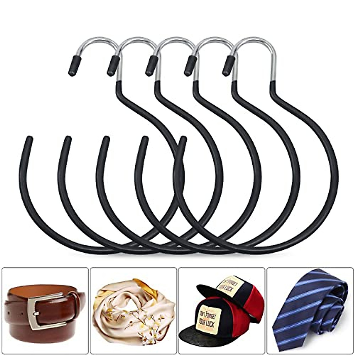 gofidin Scarf Ring Hangers Tank Tops Belt Hanger Non-Slip Ties Hanging Hook Non-Snag Closet Organizer Accessory Metal