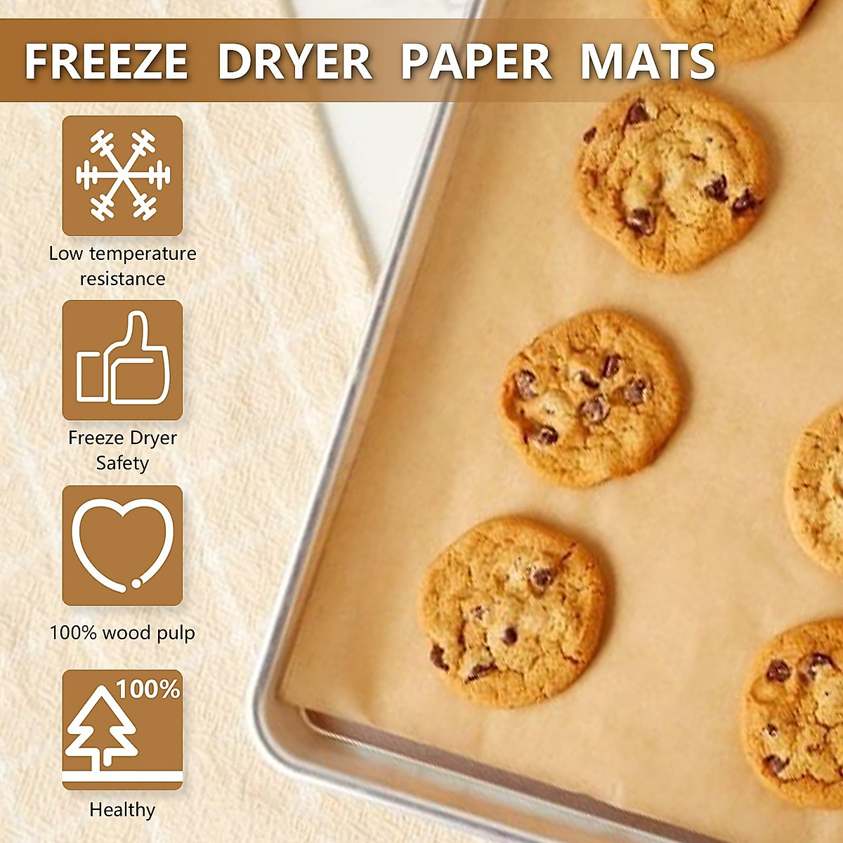 Tray Mats Set for Harvest Right Freeze Dryer Large Trays, Harvest Right Freeze Dryer Accessories, Freeze Dryer Parchment Paper Set, Food Grade Materials，19.6 X 8.3 in (100PCS)