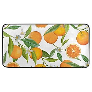 Orange Fruits Flowers Kitchen Mat Rugs Cushioned Chef Soft Non-Slip Floor Mats Washable Doormat Bathroom Runner Area Rug Carpet