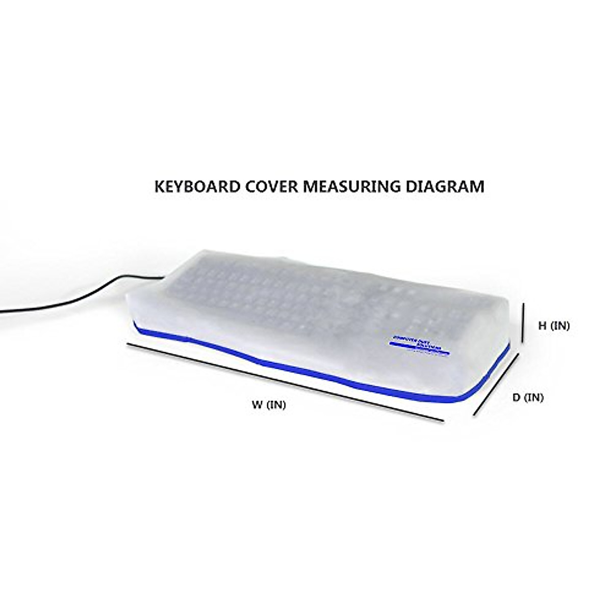 COMPUTER DUST SOLUTIONS Keyboard Dust Cover, Covers Standard Size PC Keyboards, Silky Smooth Antistatic Vinyl, Translucent Coconut Cream Color with Blue Trim, Larger, (18W x2H x7D)